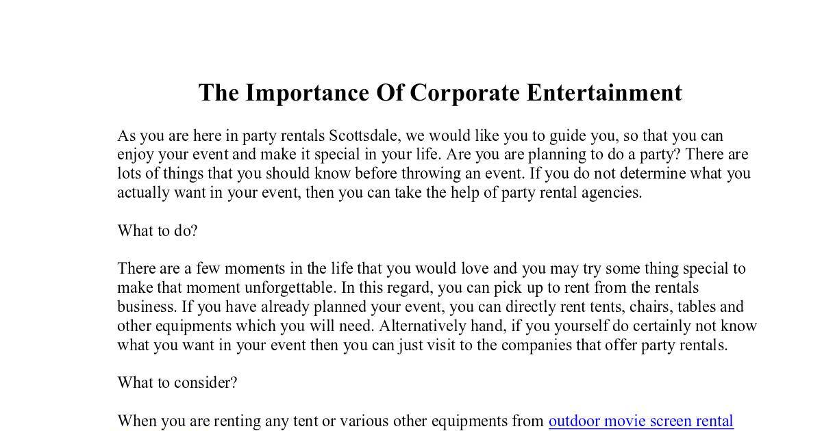The Importance Of Corporate Entertainment | DocHub