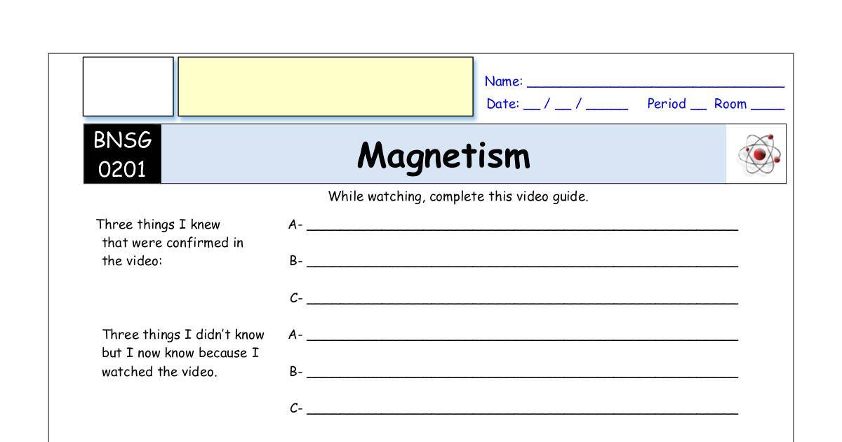 Bill Nye Magnetism Worksheet Pdf