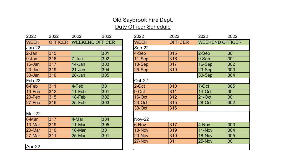 DUTY OFFICER WEEK SCHEDULE 2022 Web Site.pdf | DocHub