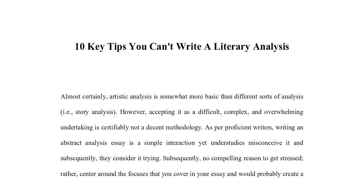 19-2 10 Key Tips You Can't Write A Literary Analysis .pdf | DocHub