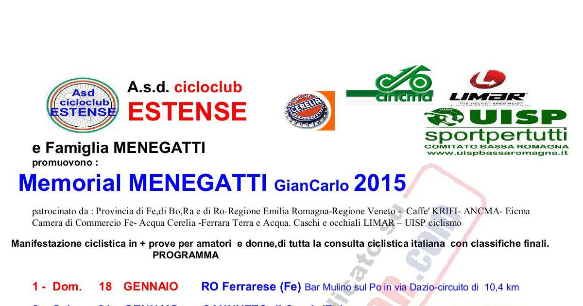 UISP - Calendario strada Memorial Menegatti 2015 | DocHub