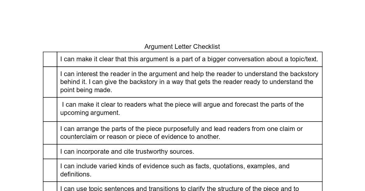 topic sentence checklist
