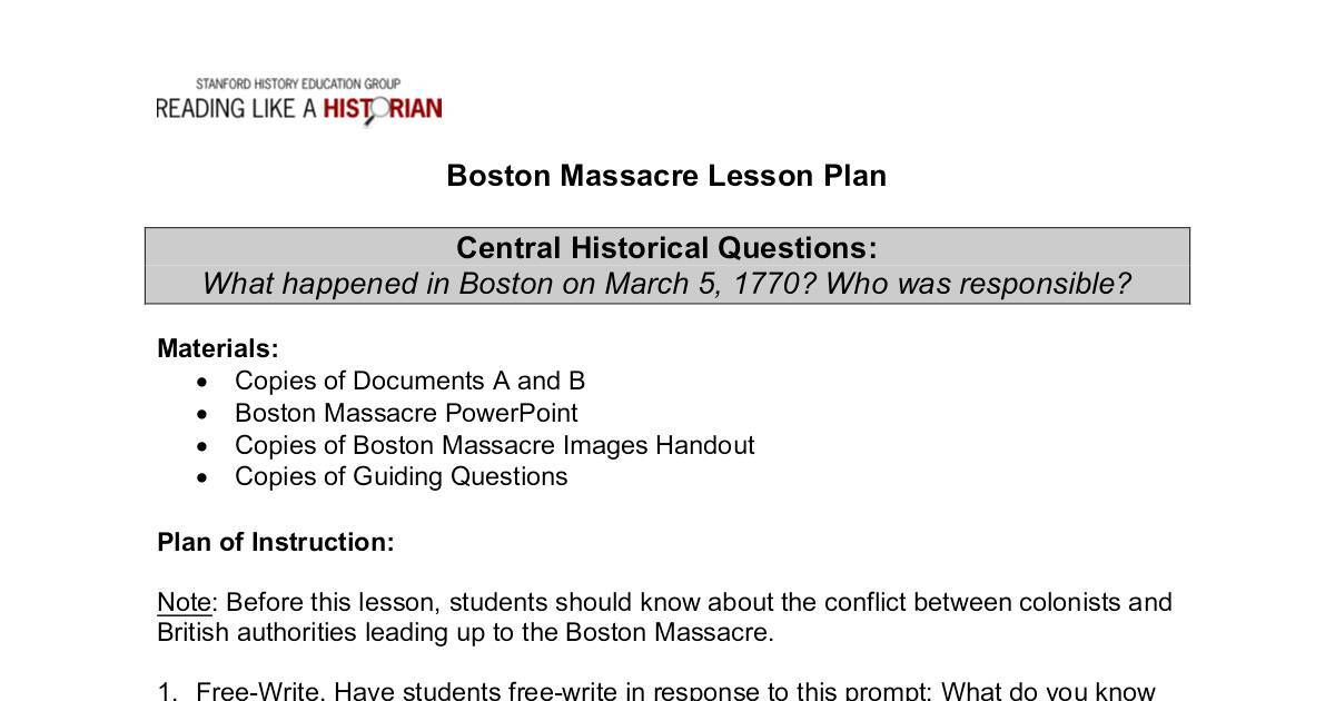 Boston Massacre Teacher Materials.pdf | DocHub