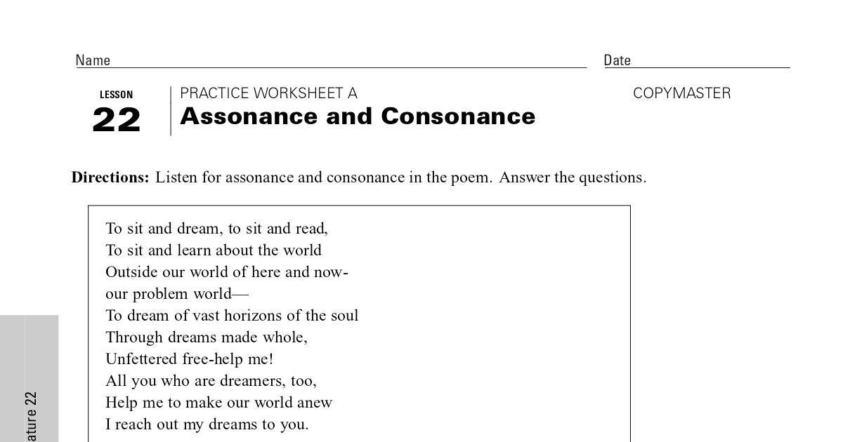 Assonance & Consonance Practice A | DocHub