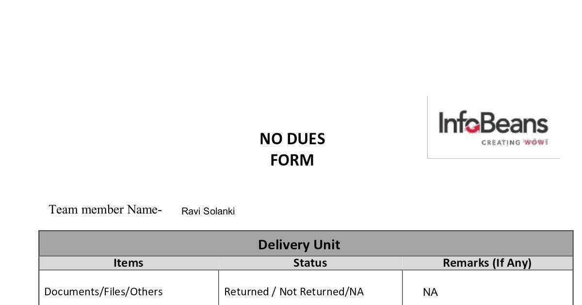3318-Ravi Solanki-No Dues Form | DocHub