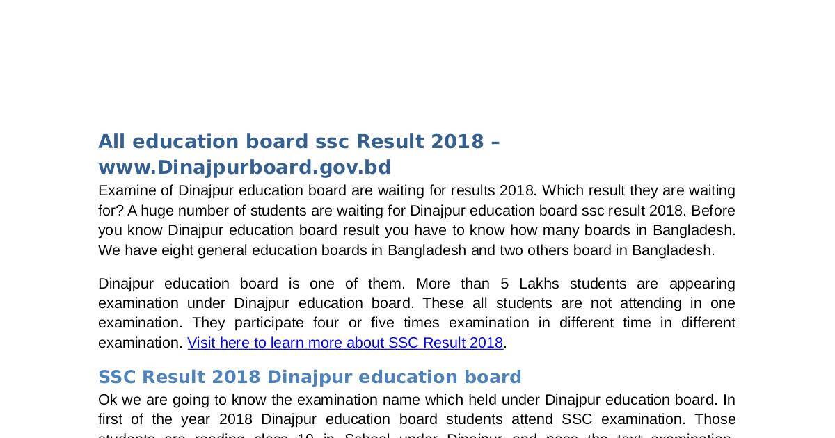 All education board ssc Result 2018 Dinajpur | DocHub