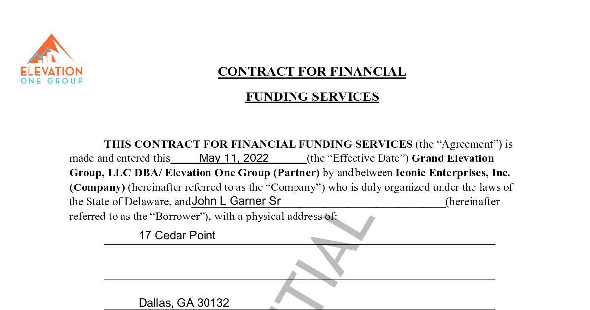 Elevation One Group Client Agreement/Application | DocHub