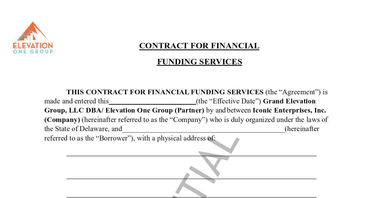 Elevation One Group Client Agreement/Application | DocHub