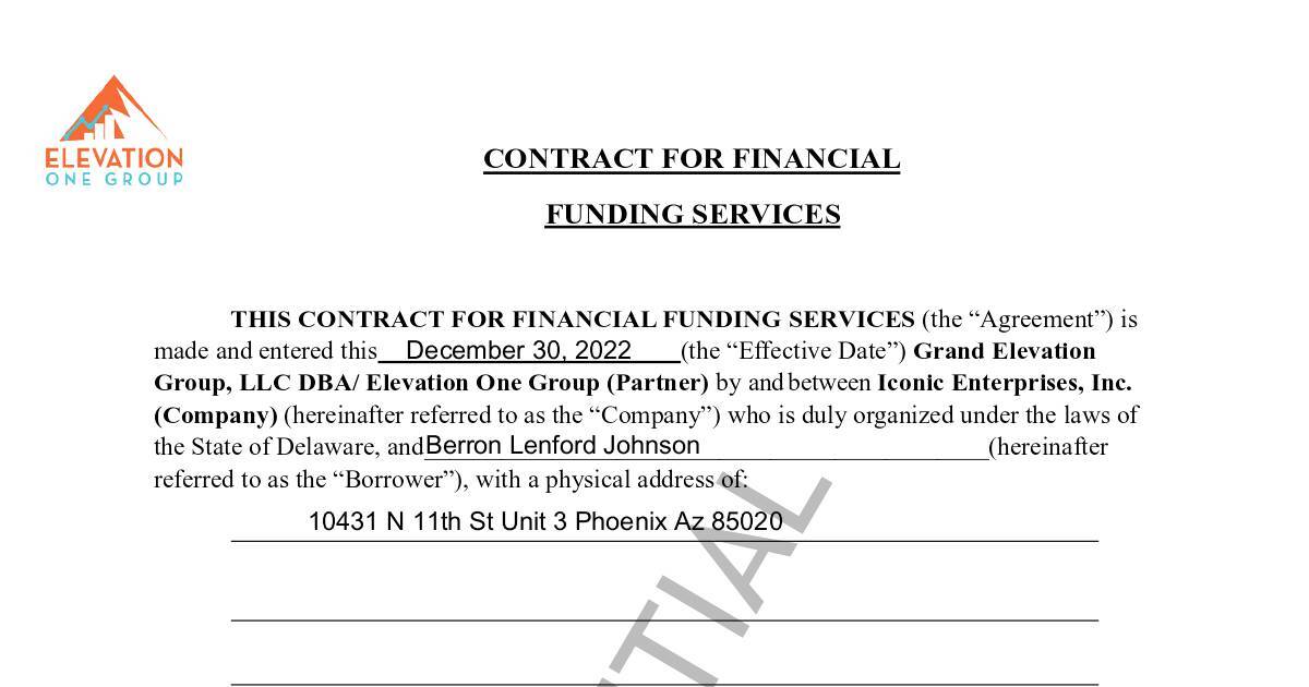 Elevation One Group Client Agreement/Application | DocHub