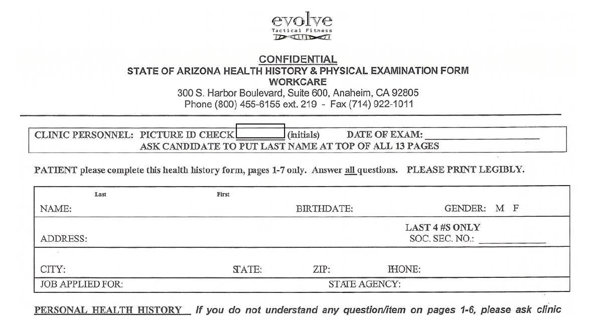 History And Physical Exam Form