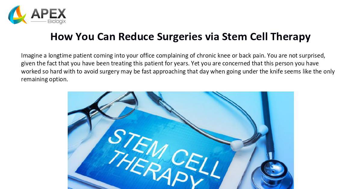 How You Can Reduce Surgeries via Stem Cell Therapy | DocHub