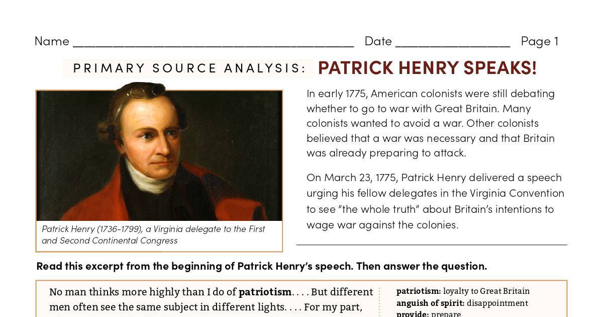 primary-source-analysis-patrick-henry-speaks.pdf | DocHub