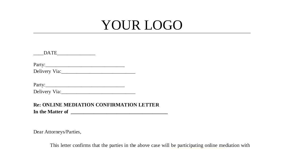 Online Mediation Confirmation Template Letter.docx | DocHub