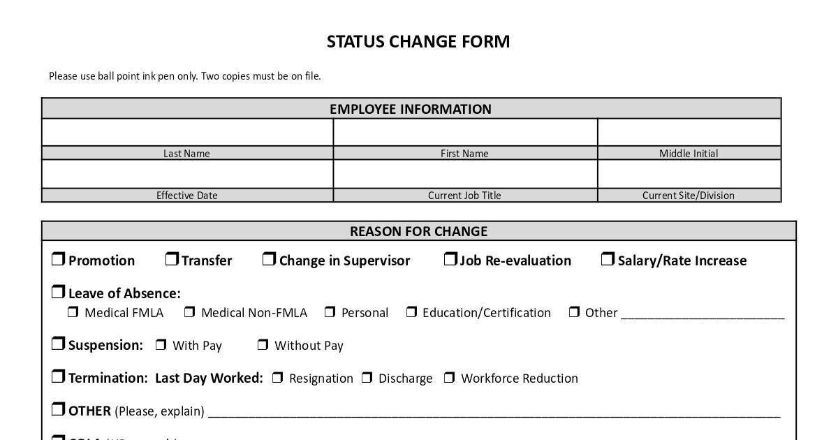 STATUS CHANGE FORM-Updated.2020.12.docx.pdf | DocHub