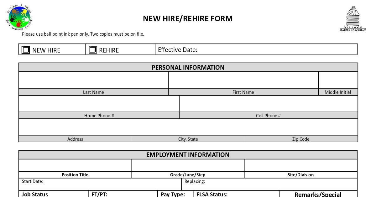 Fillable_NEW HIRE.REHIRE FORM.pdf | DocHub