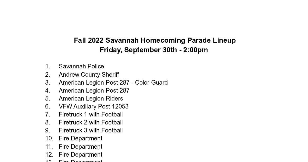 Fall 2022 Homecoming Parade Lineup.pdf | DocHub