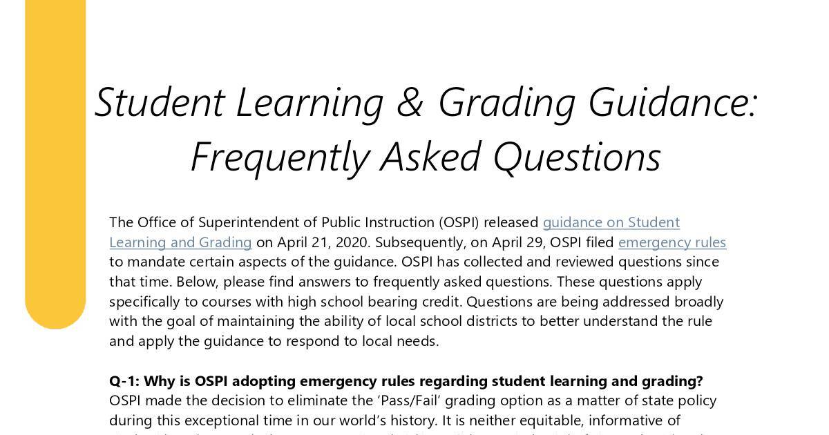 Student Learning and Grading Guidance FAQ_OSPI April 2020.pdf | DocHub