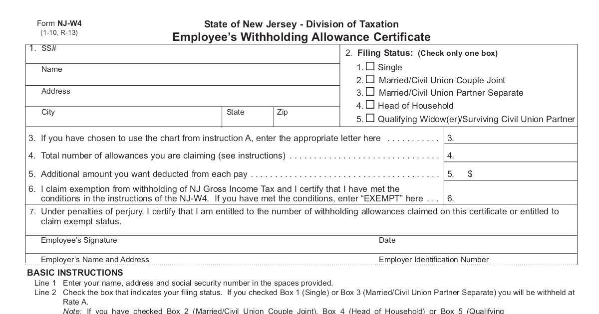 ONE New Hire Paperwork NJ W-4.pdf | DocHub