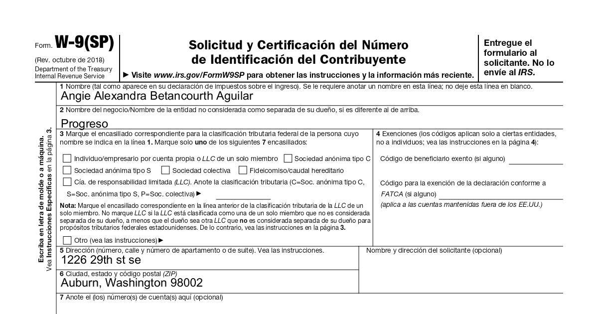 Form W-9 (Spanish).pdf | DocHub