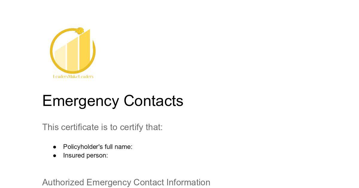 EMERGENCY CONTACTS | DocHub