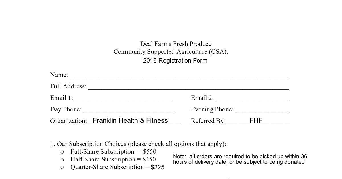 CSA-Registration-Form-2016 | DocHub