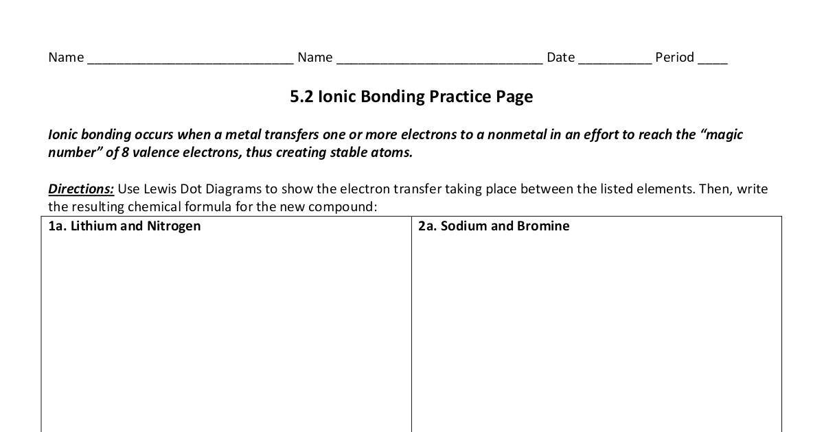 Ionic Bonding Practice | DocHub