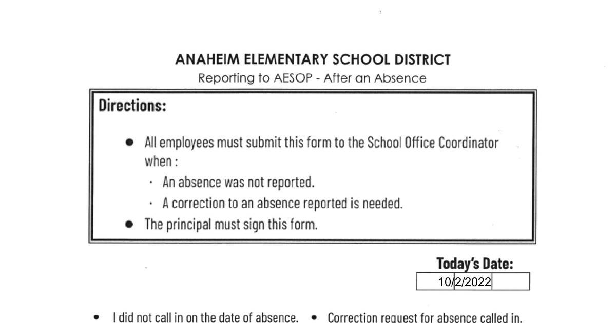 AESOP REPORTING AFTER AN ABSENCE.pdf | DocHub