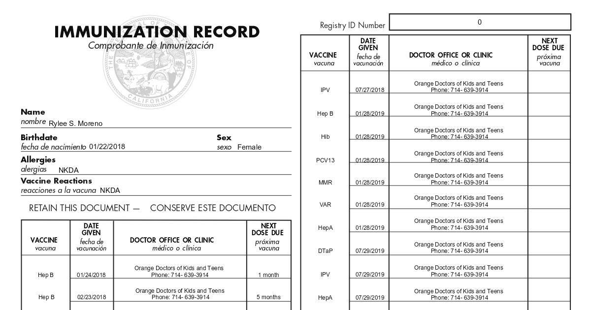 california immunization record form.pdf | DocHub