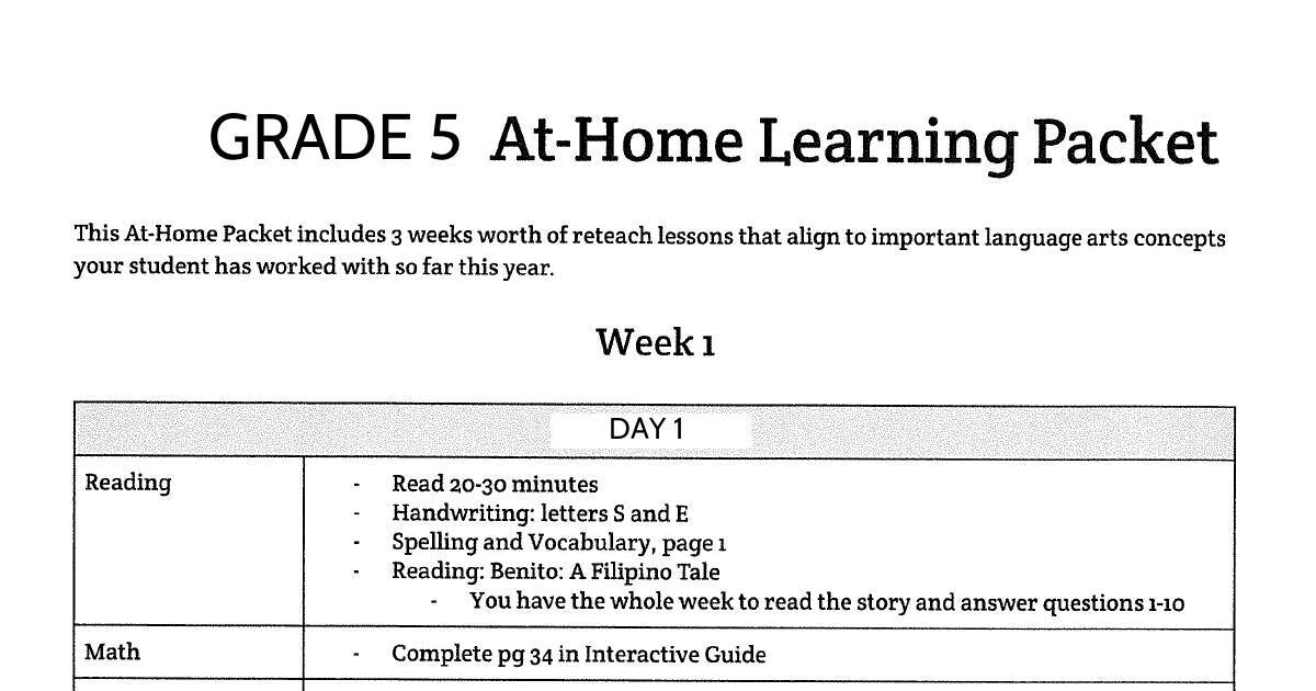 GRADE 5 IS PACKET | DocHub