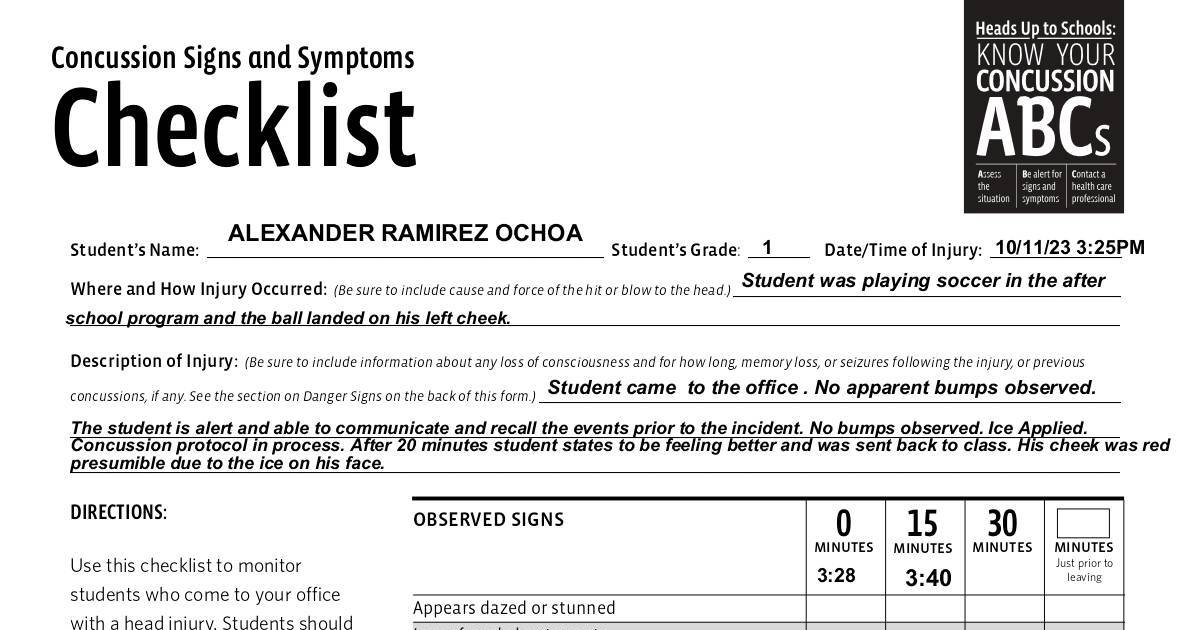 CONCUSSION FORM | DocHub