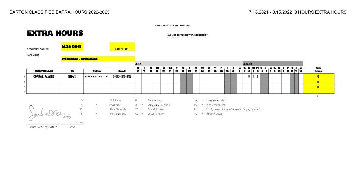 BARTON CLASSIFIED EXTRA HOURS - 7.16.2021 - 8.15.2022 8 HOURS EXTRA ...