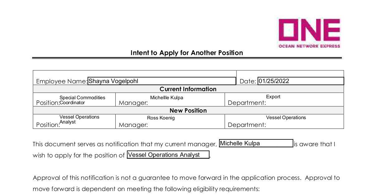 Vogelpohl, Shayna - Intent to Apply Form | DocHub