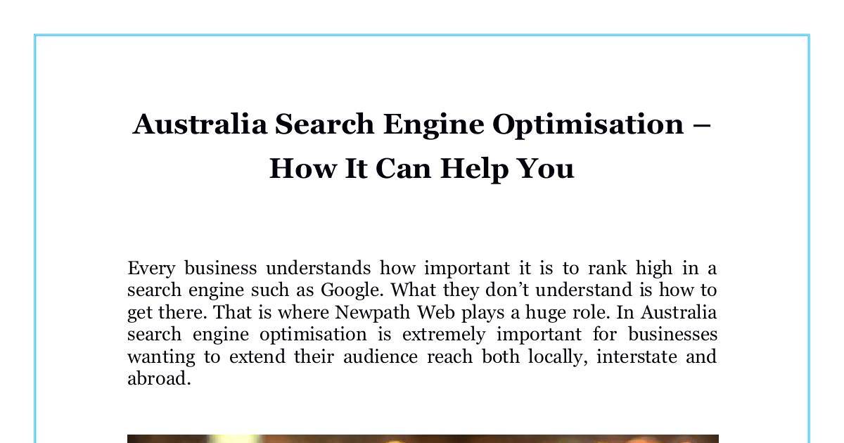 Australia Search Engine Optimisation – How It Can Help You | DocHub