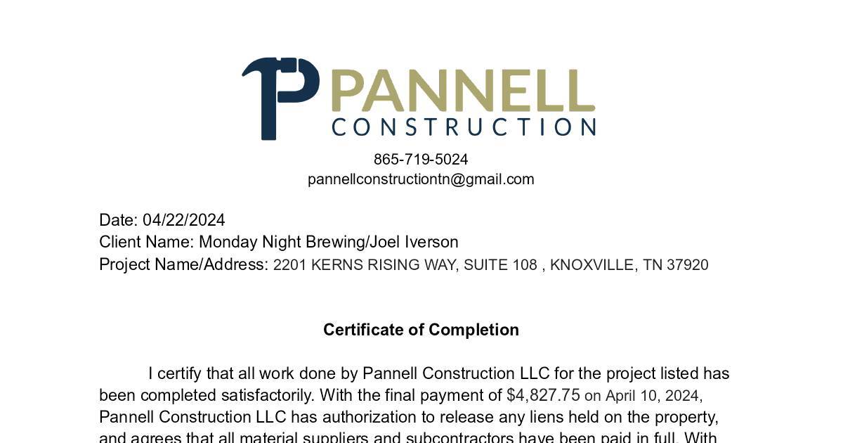 Certificate of Completion - Monday Night.pdf | DocHub