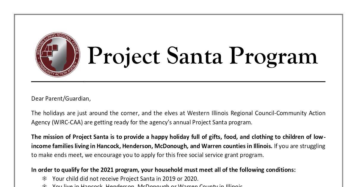 Project Santa 2021 Application Packet for Parents.pdf | DocHub