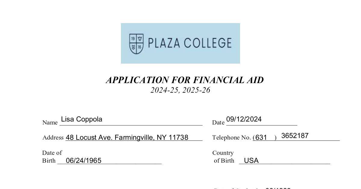 Financial Aid Application AY's.pdf | DocHub