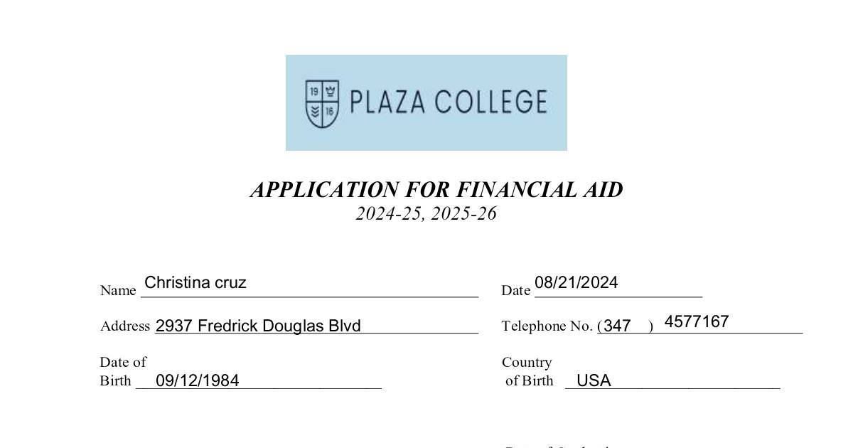 Financial Aid Application AY's.pdf | DocHub