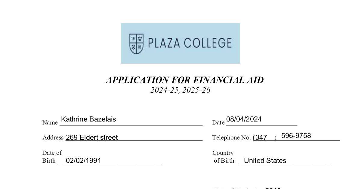 Financial Aid Application AY's.pdf | DocHub