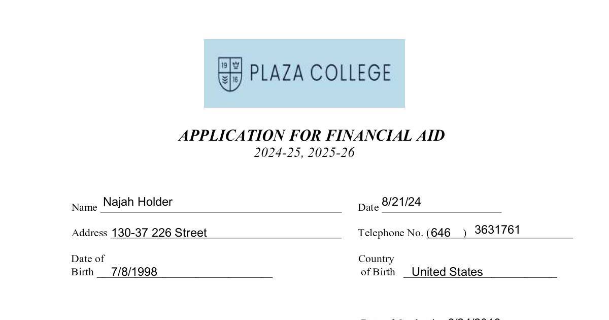 Financial Aid Application AY's.pdf | DocHub
