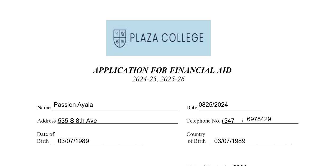 Financial Aid Application AY's.pdf | DocHub