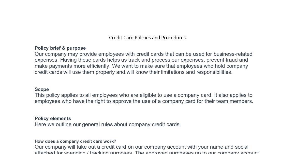 QC Credit Card And Receipt Policy.pdf | DocHub