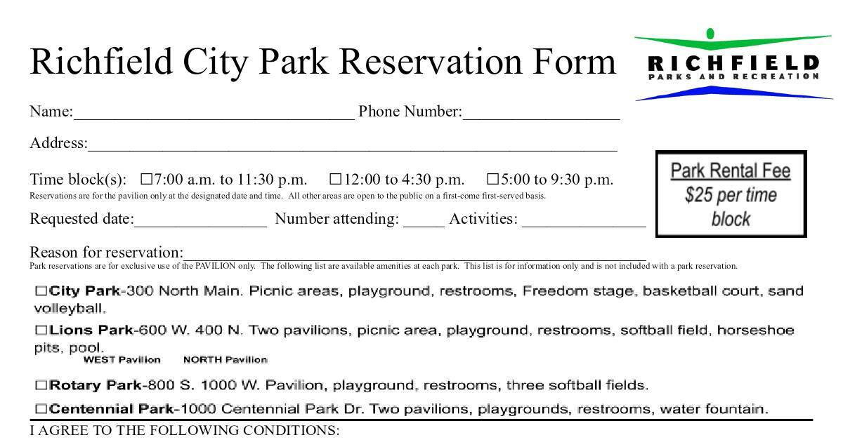 Park Rental Form | DocHub