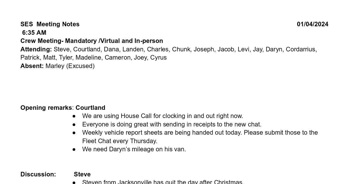 SES Meeting Notes .pdf | DocHub