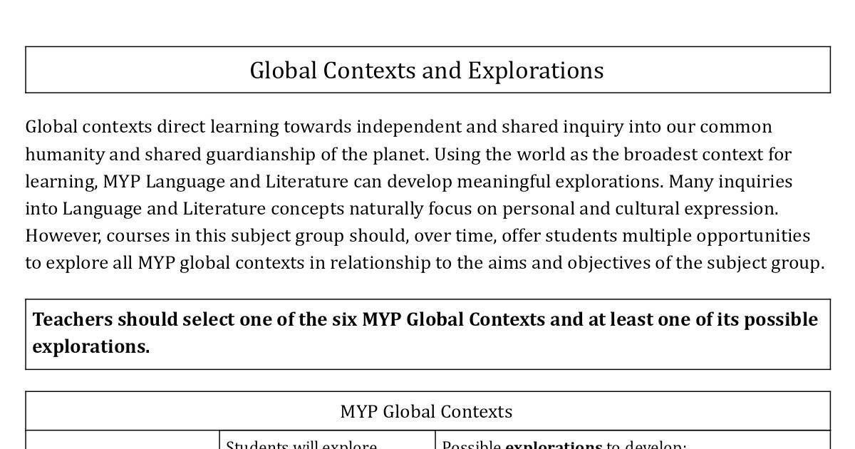 Choose Global Context and Explorations.pdf | DocHub