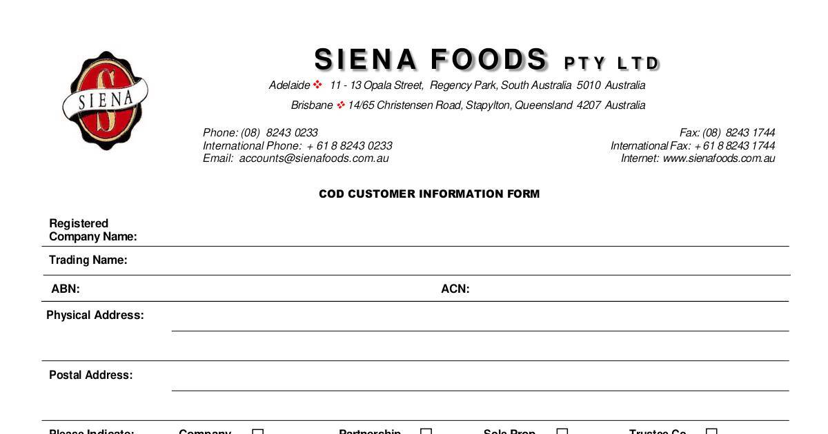 COD Customer Information Form.pdf | DocHub
