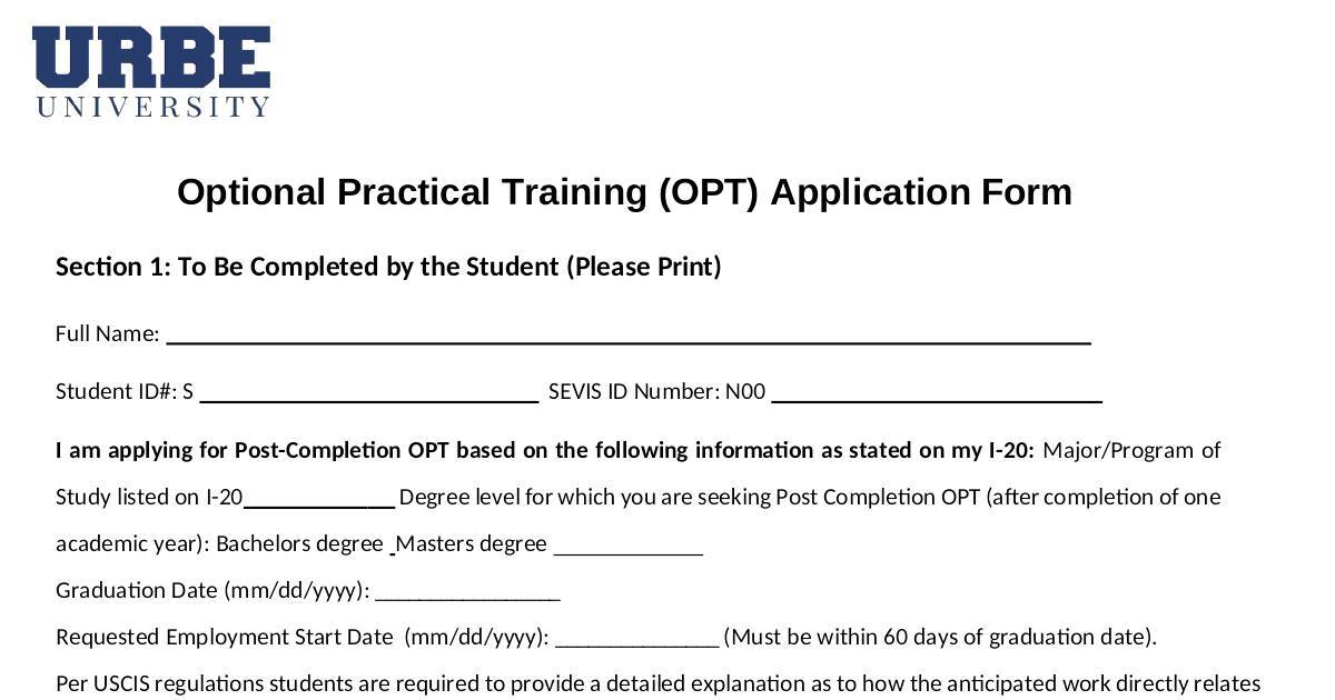OPT Request Form.docx | DocHub