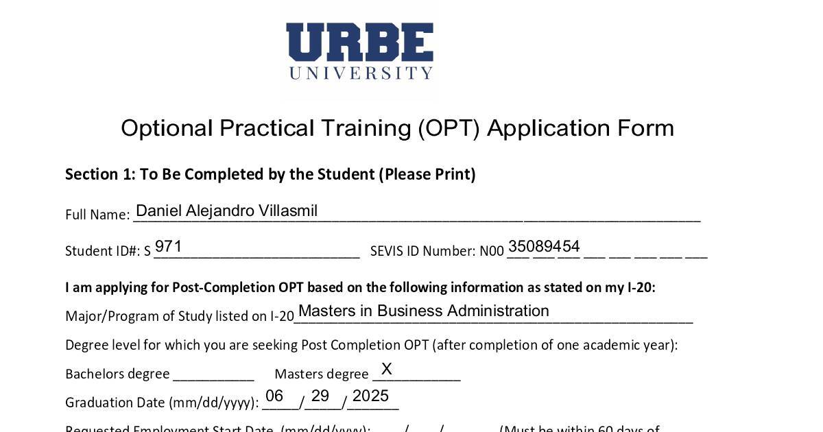 OPT Request Form.pdf | DocHub