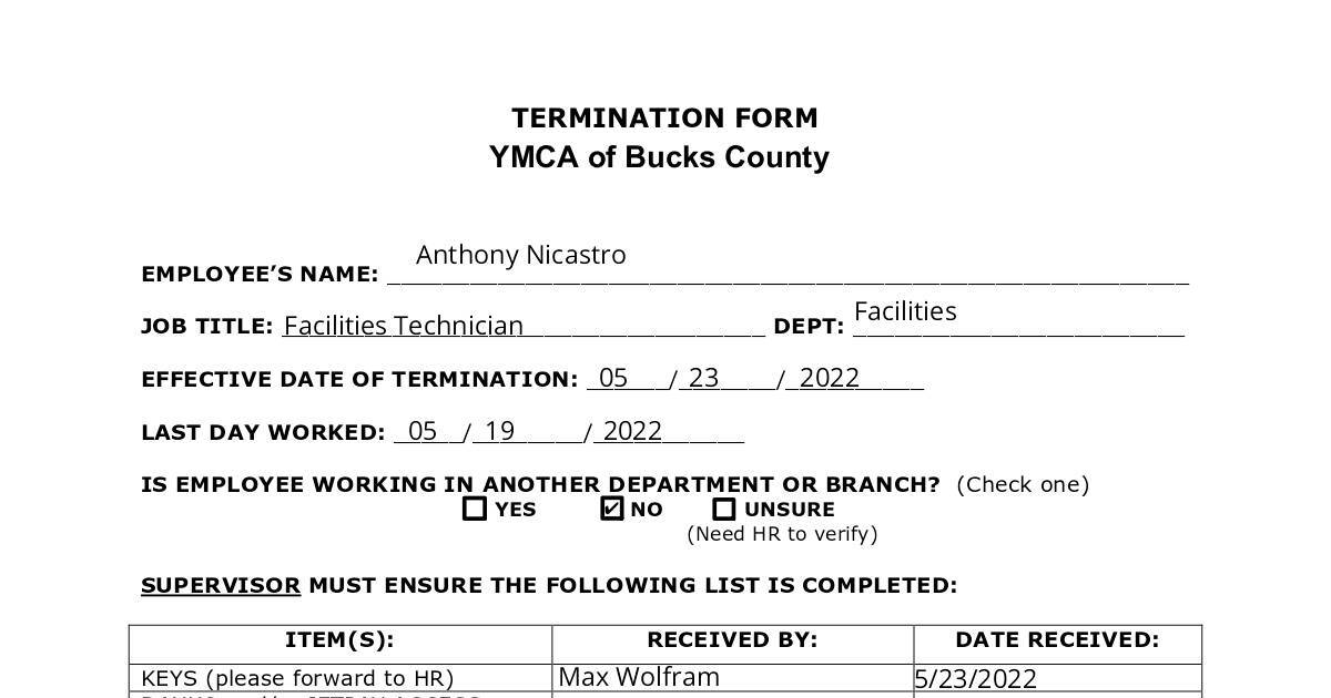 Termination Form_Manager_Supervisor_Anthony Nicastro.pdf | DocHub